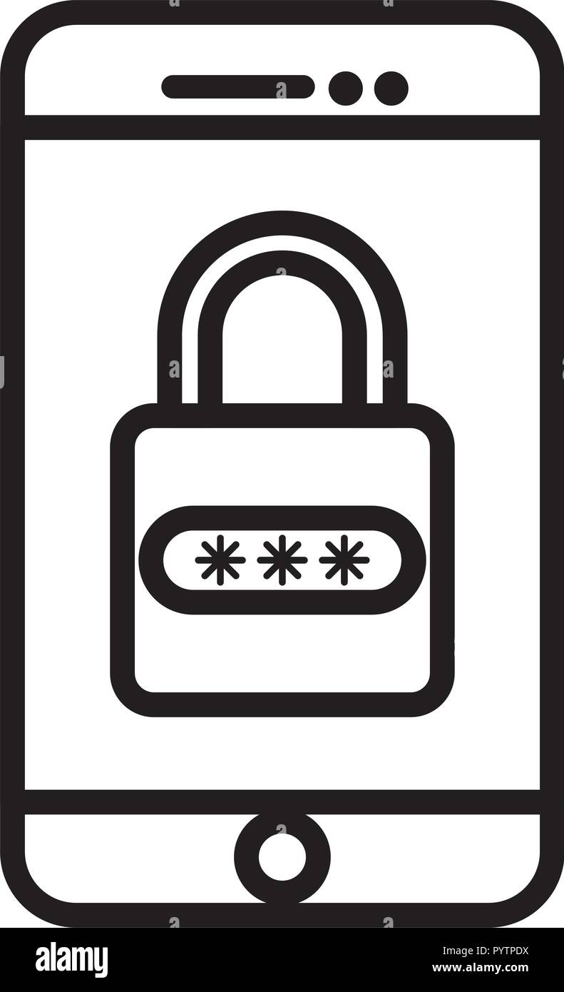 cellphone with padlock icon over white background, vector illustration ...