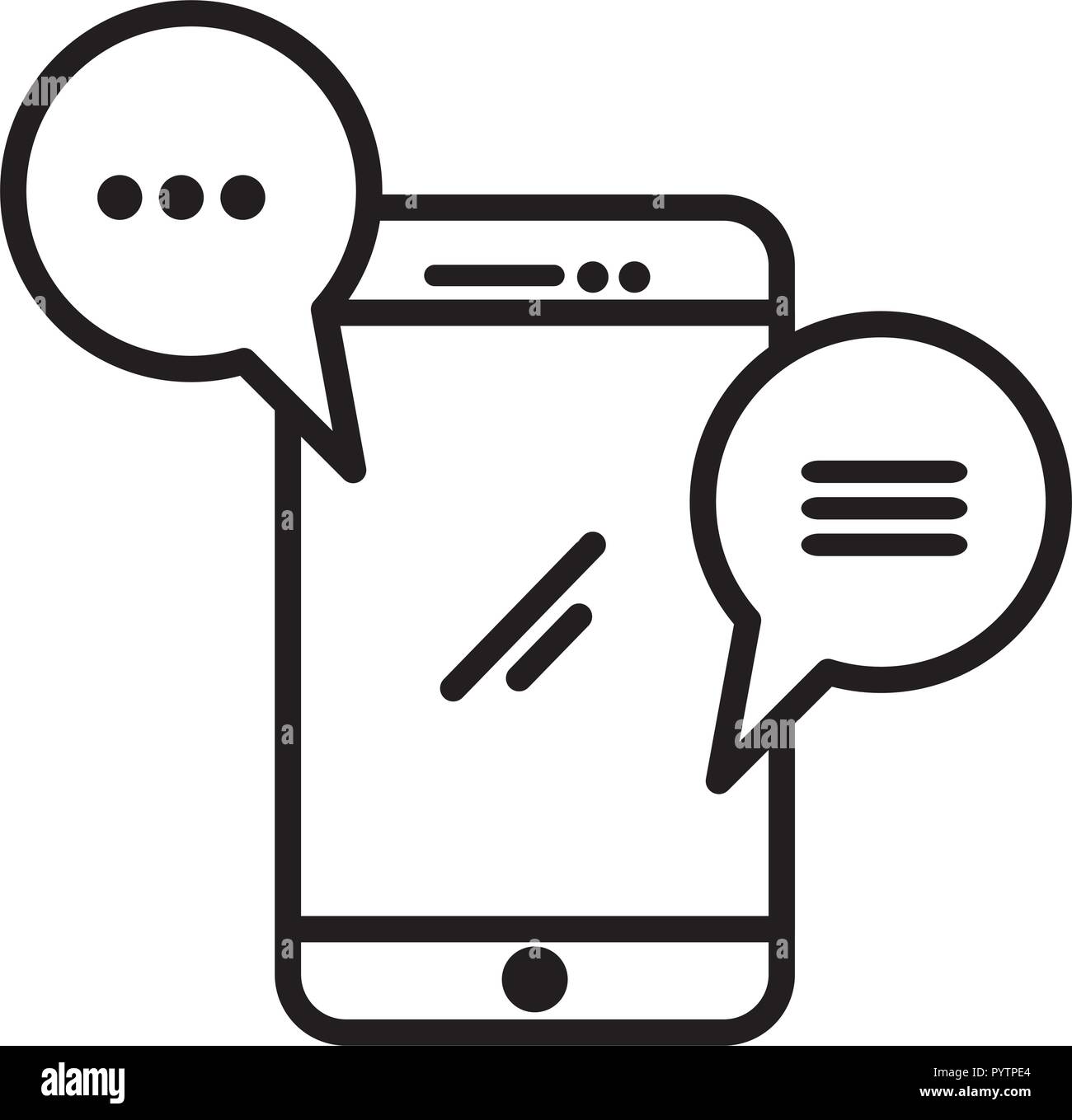 cellphone and speech bubbles over white background, vector illustration ...