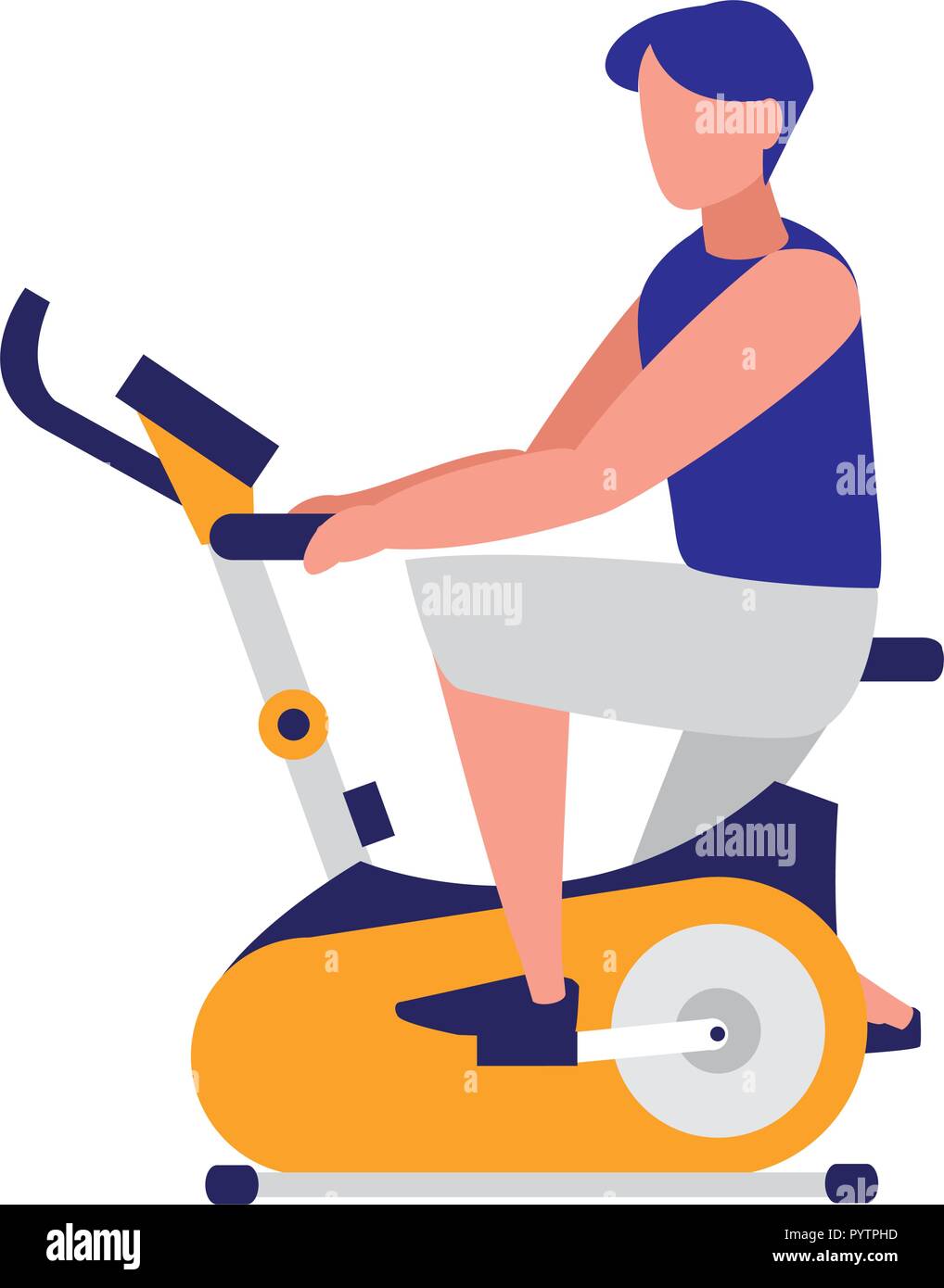 man on a exercise bike over white background, vector illustration Stock ...