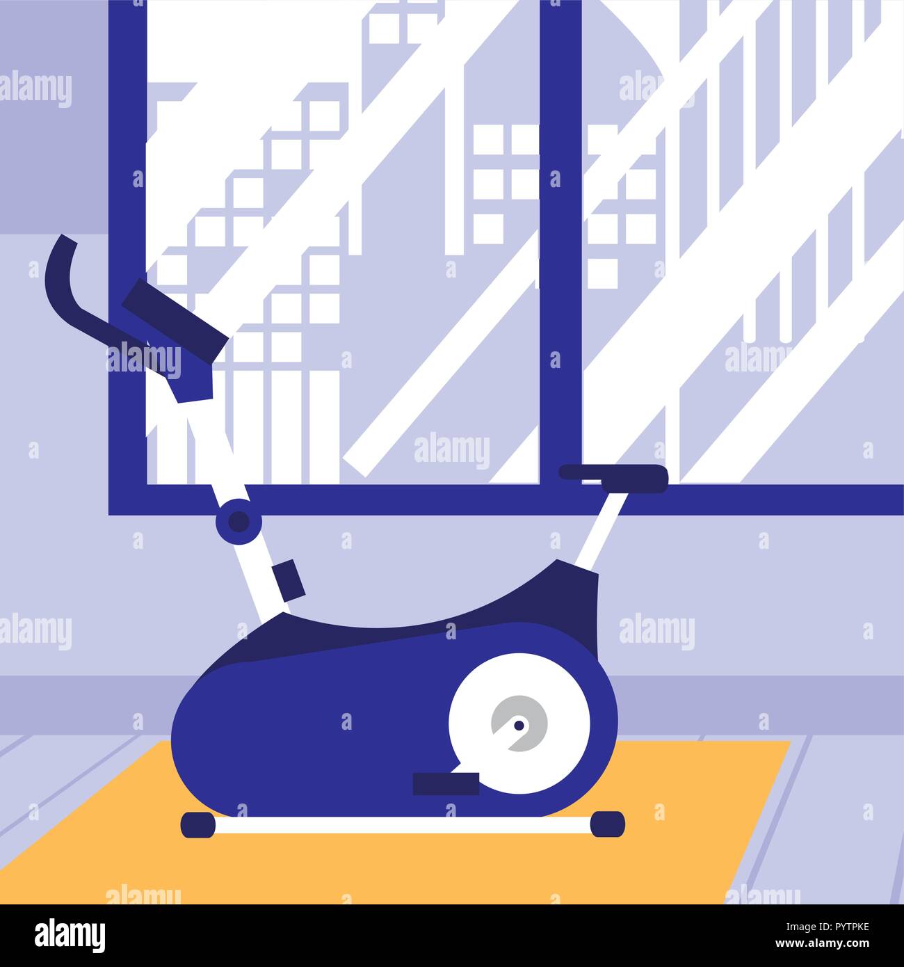 gym with exercise bike, colorful design. vector illustration Stock ...