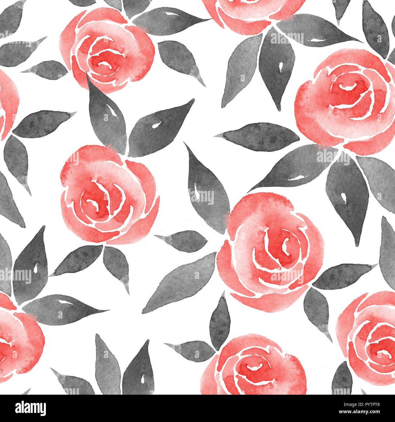 red watercolor roses, simple seamless floral pattern Stock Photo - Alamy