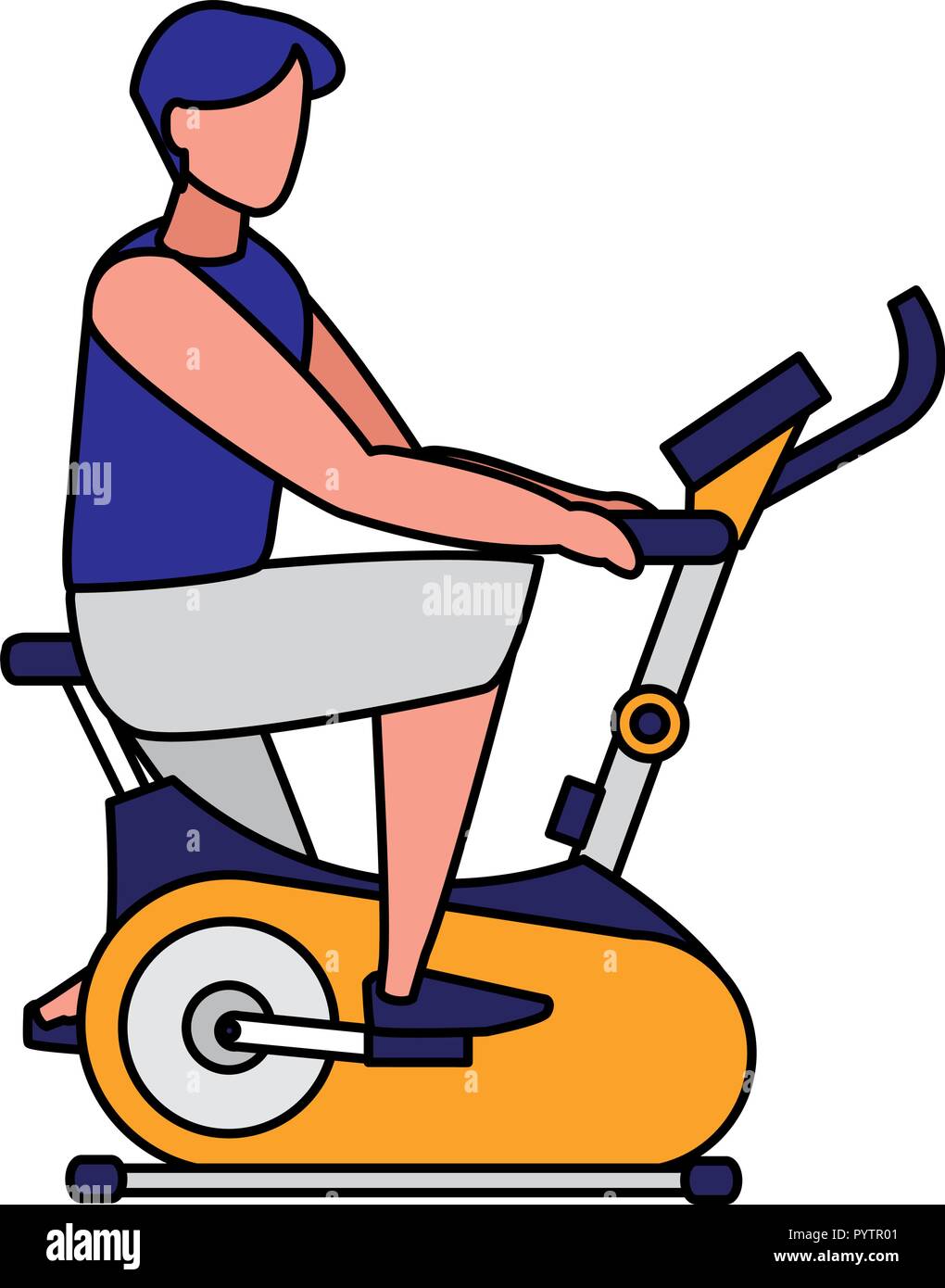 man on a exercise bike over white background, vector illustration Stock ...