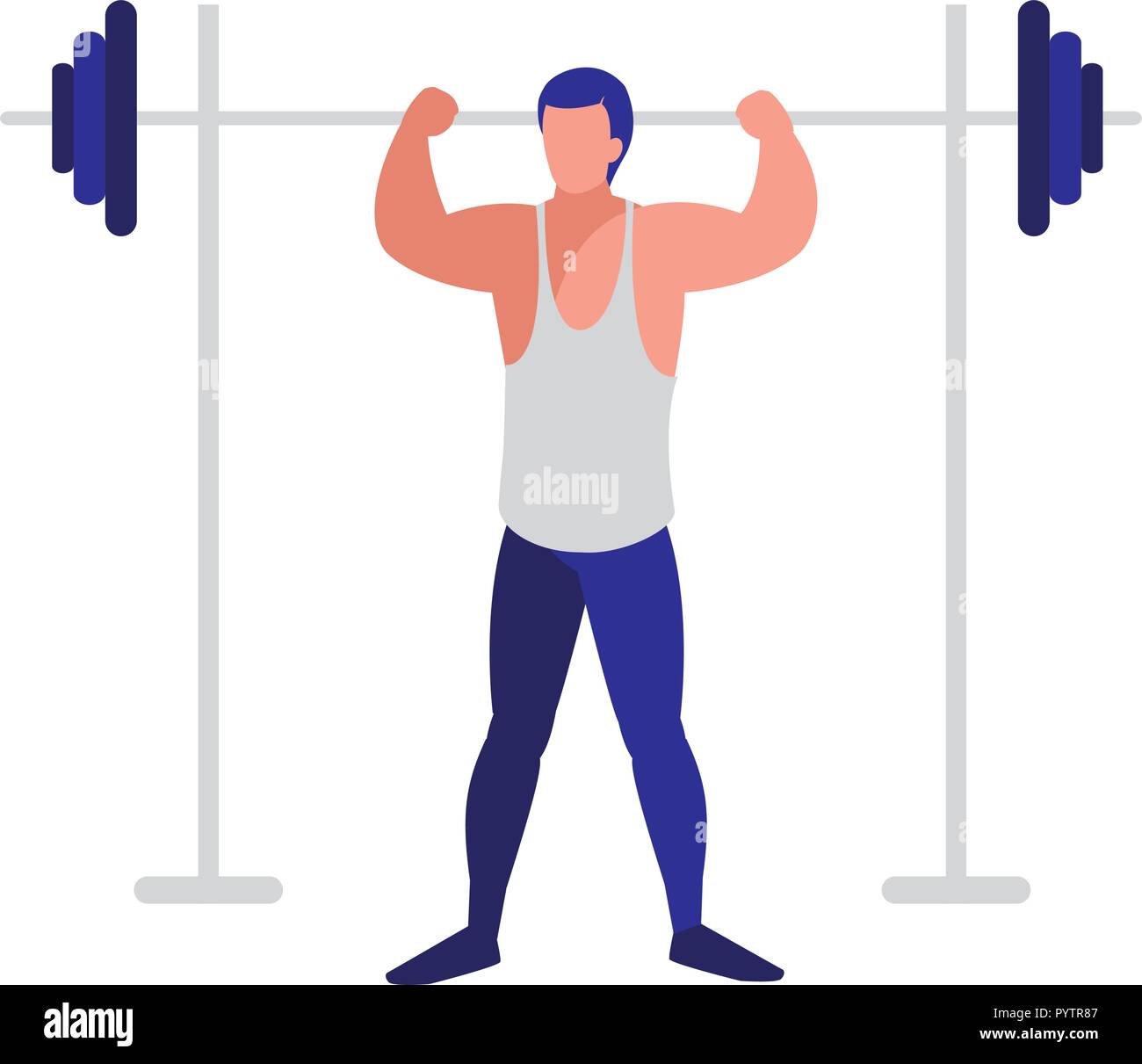 man lifting weights over white background, vector illustration Stock ...