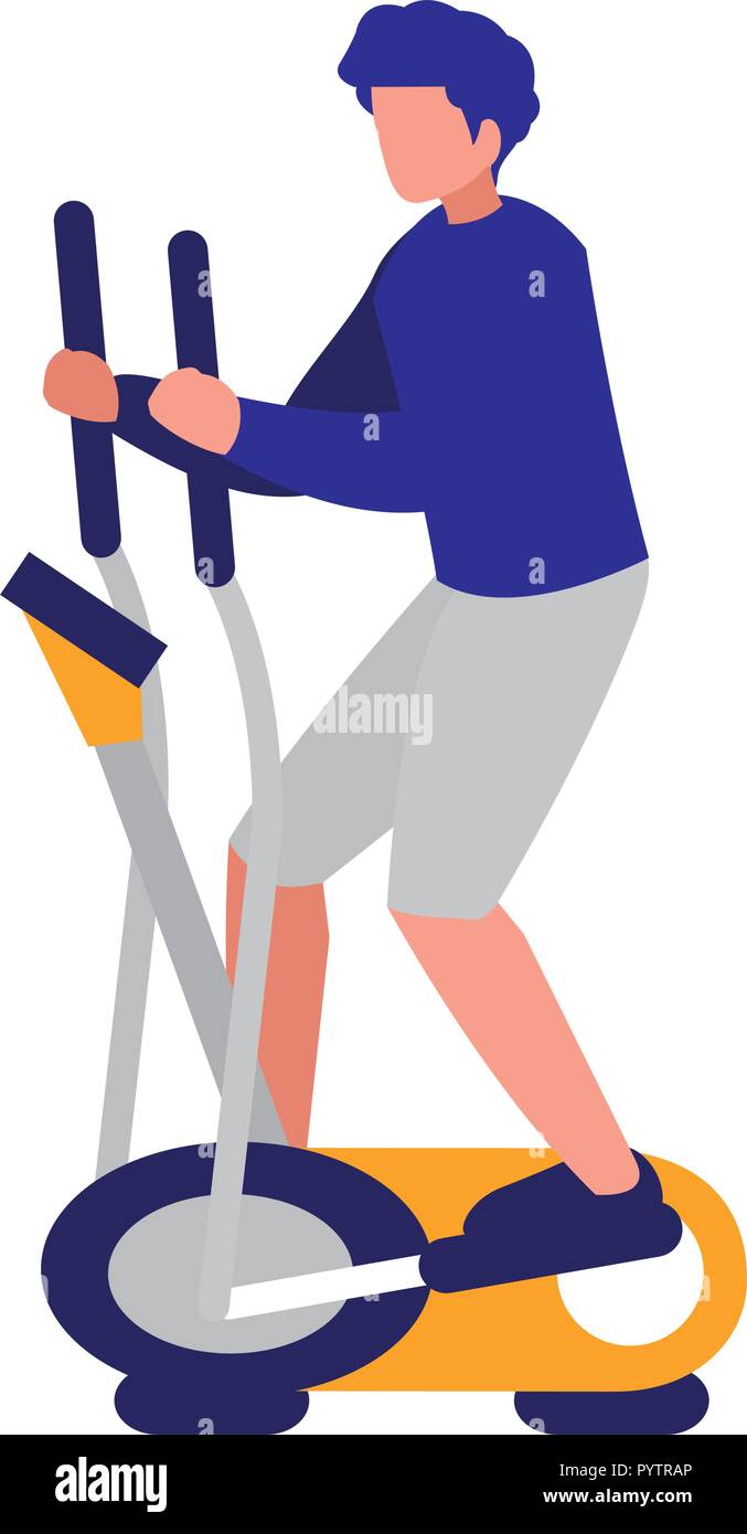 man on elliptical bike over white background, vector illustration Stock ...