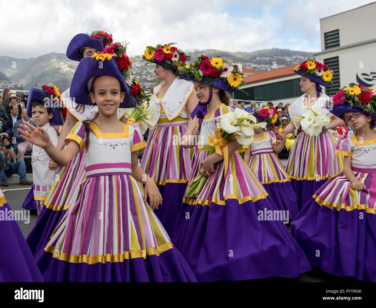 Funchal; Madeira; Portugal - April 22; 2018: A group of people in ...