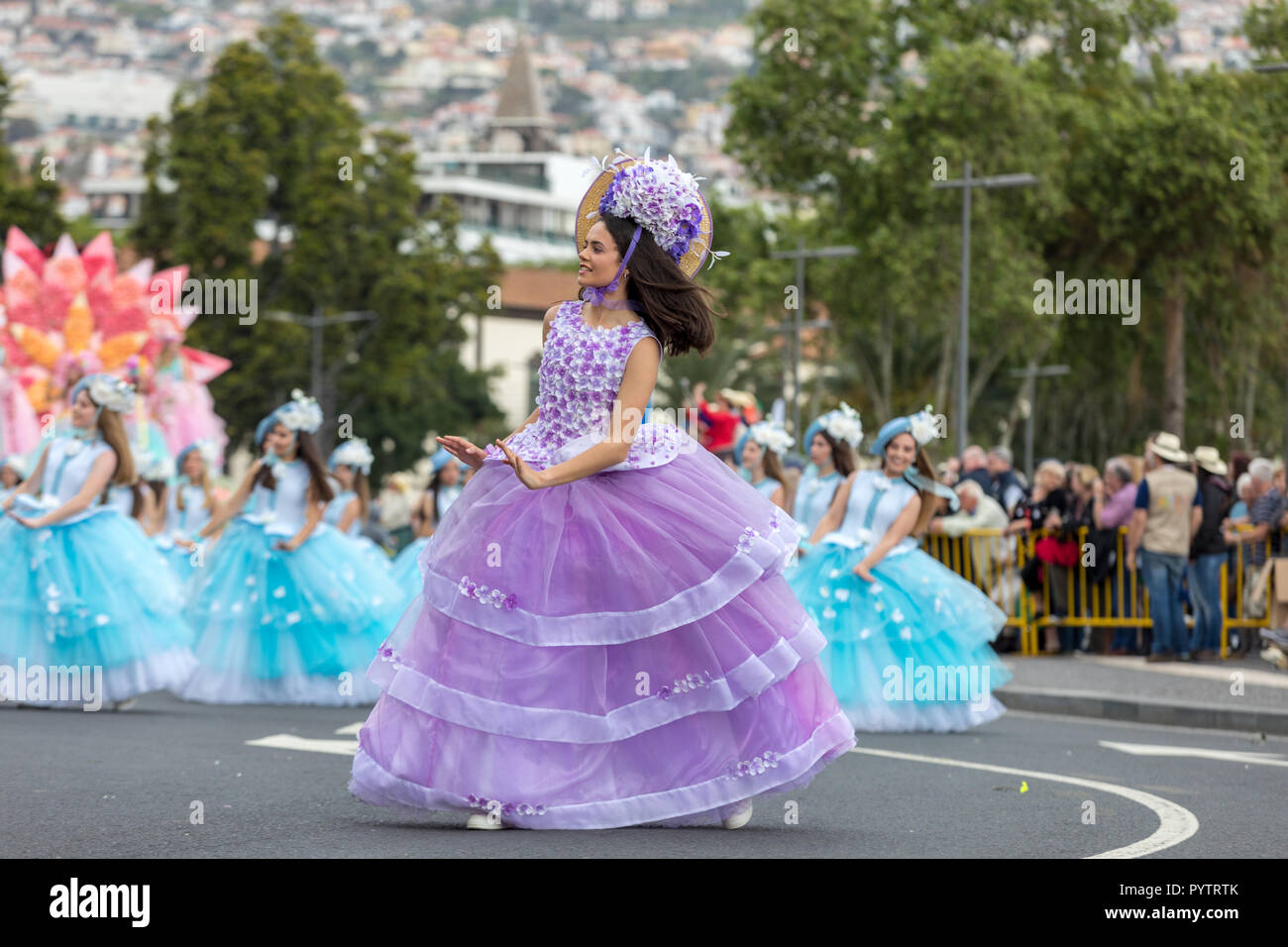 Funchal; Madeira; Portugal - April 22; 2018: A group of women in ...
