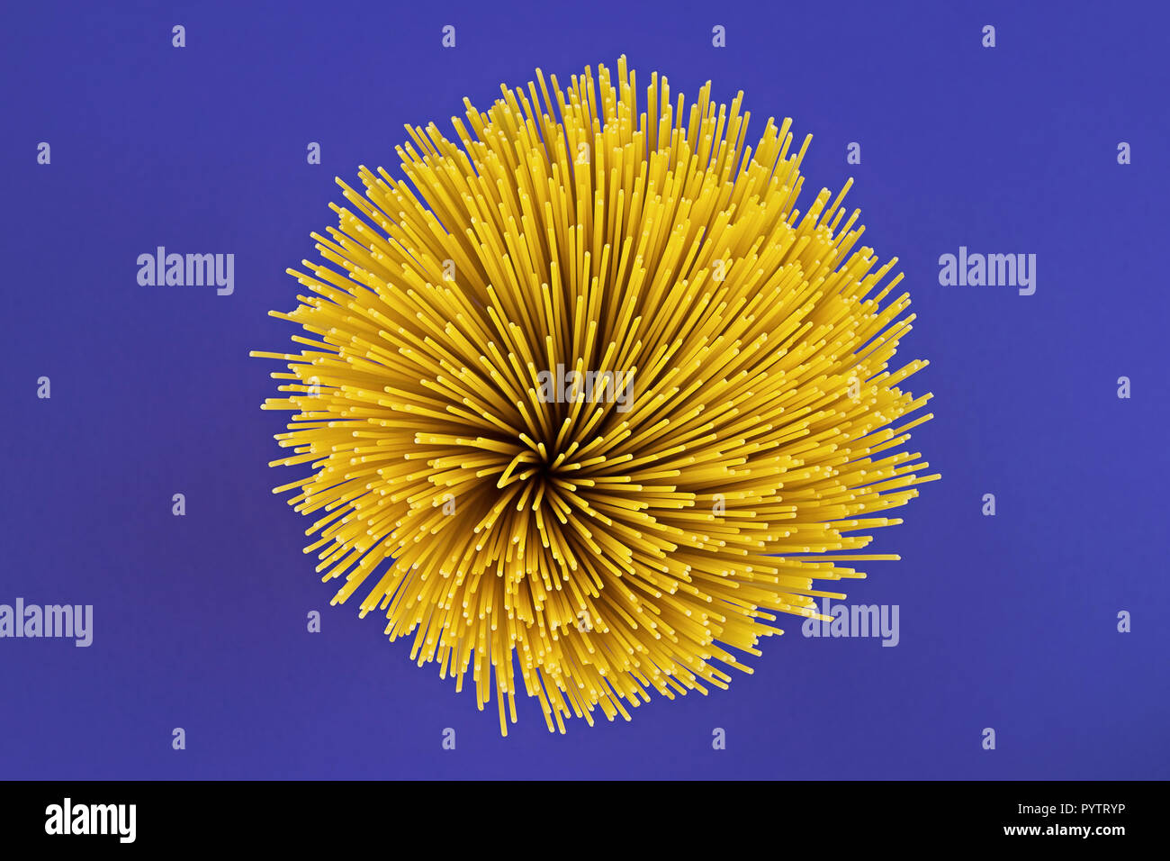 Top view of uncooked spaghetti looks like new year fireworks in night ...