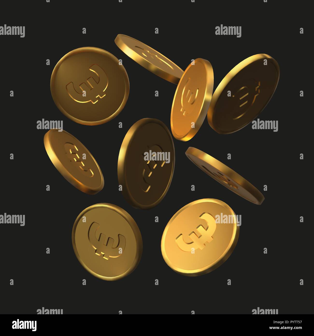 falling golden dollar coins. realistic vector illustration Stock Vector ...