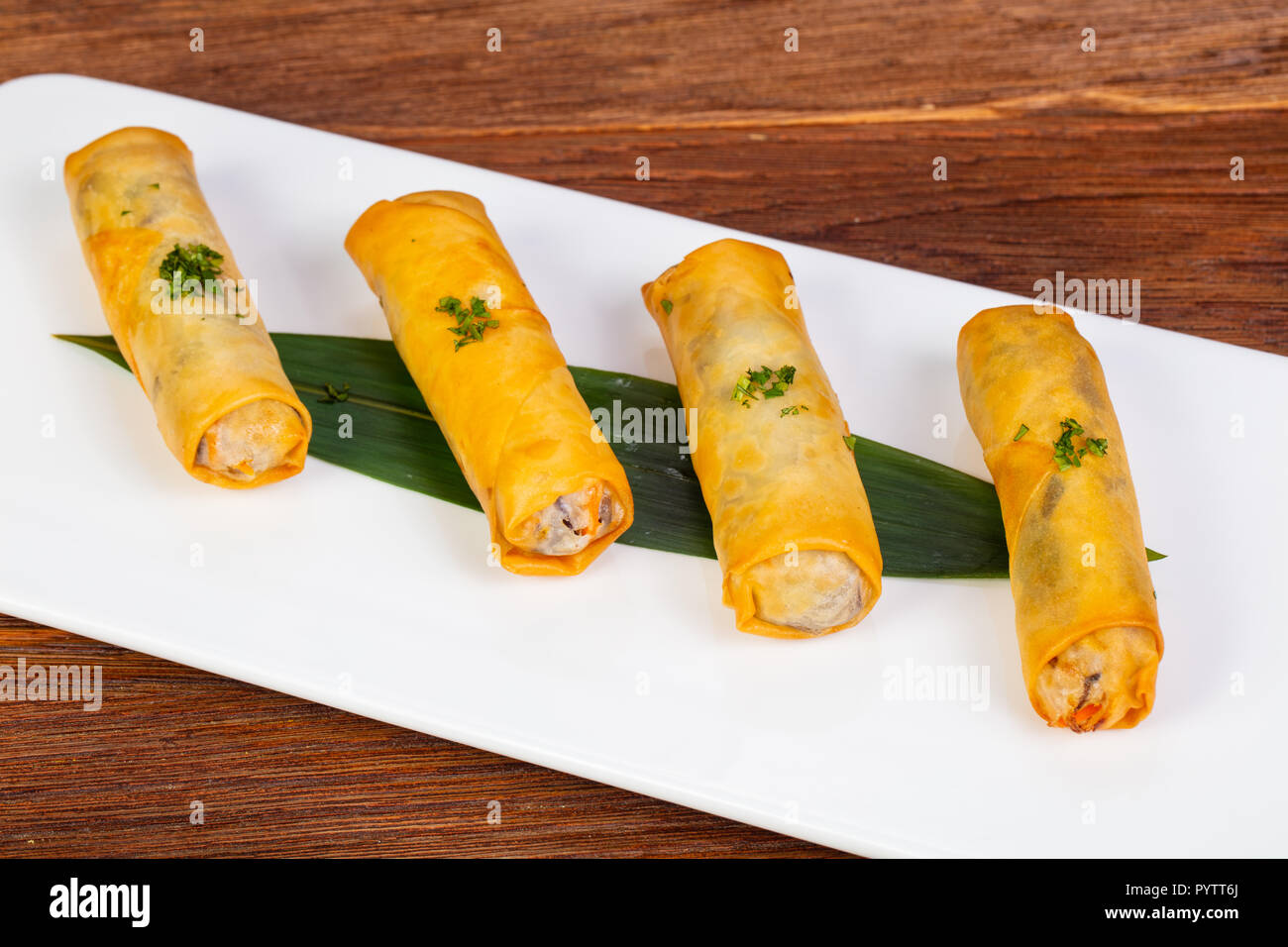 Asian spring roll with seafood Stock Photo - Alamy