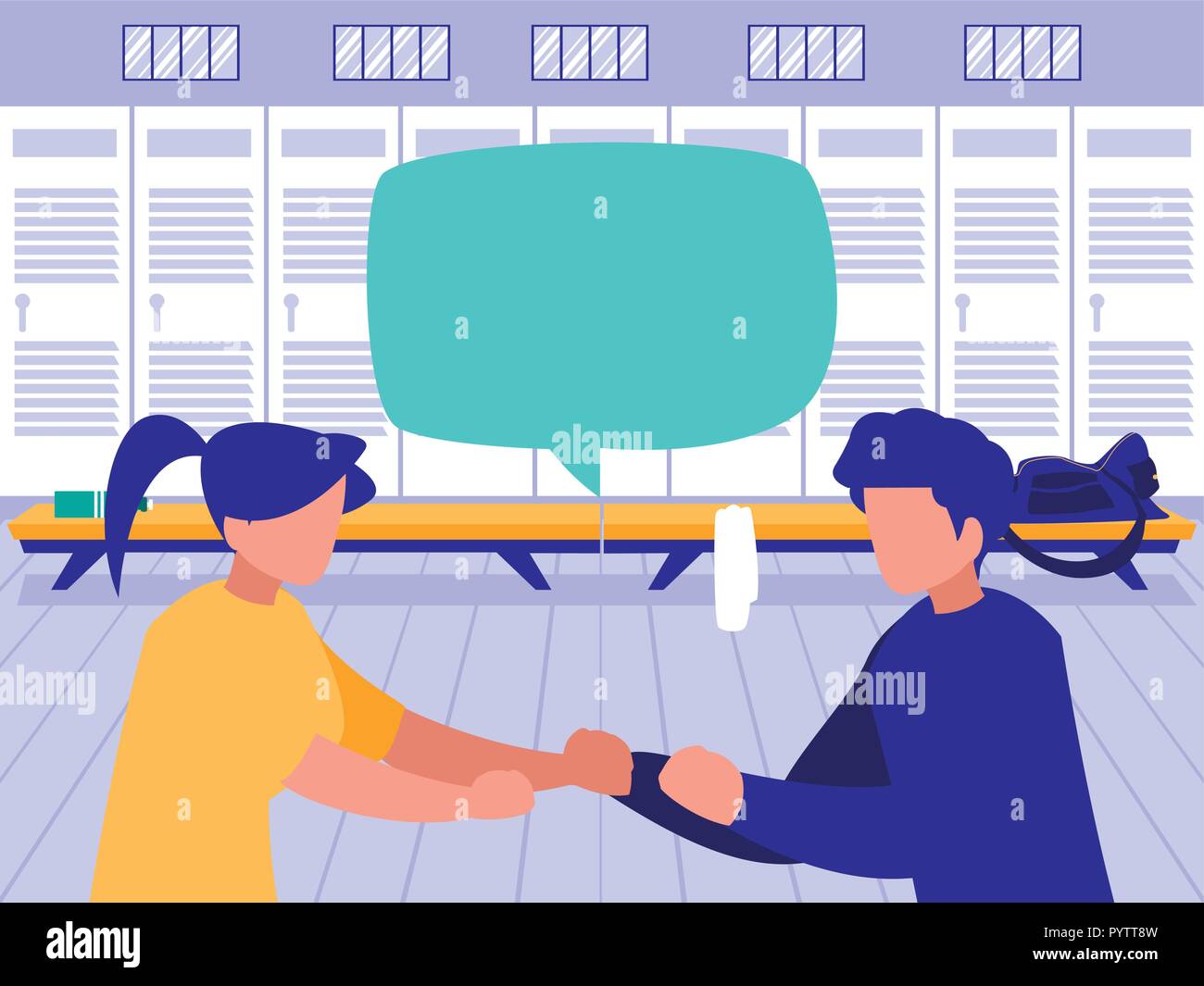 avatar couple having a conversation over gym background, vector ...