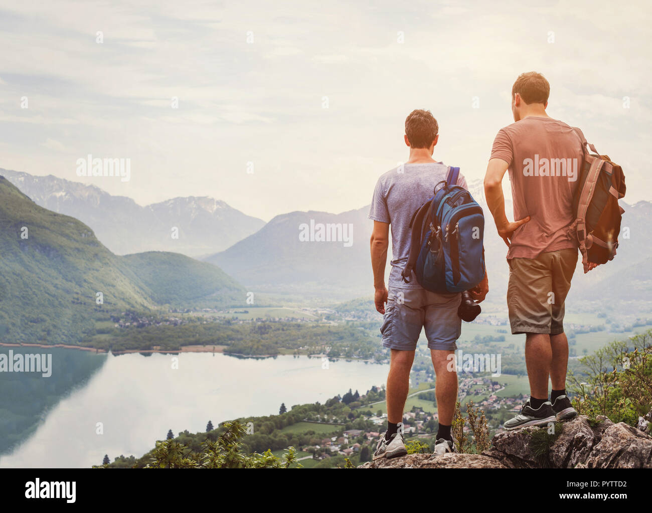 Two hikers climbing mountain hi-res stock photography and images - Alamy