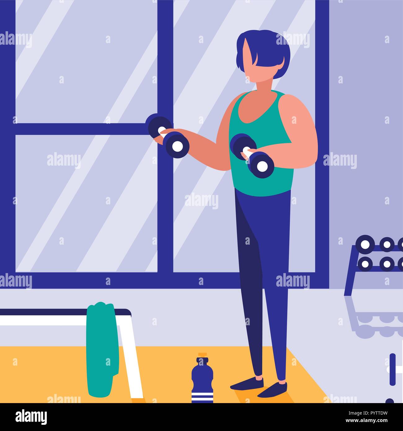 avatar man exercising in the gym, colorful design. vector illustration ...