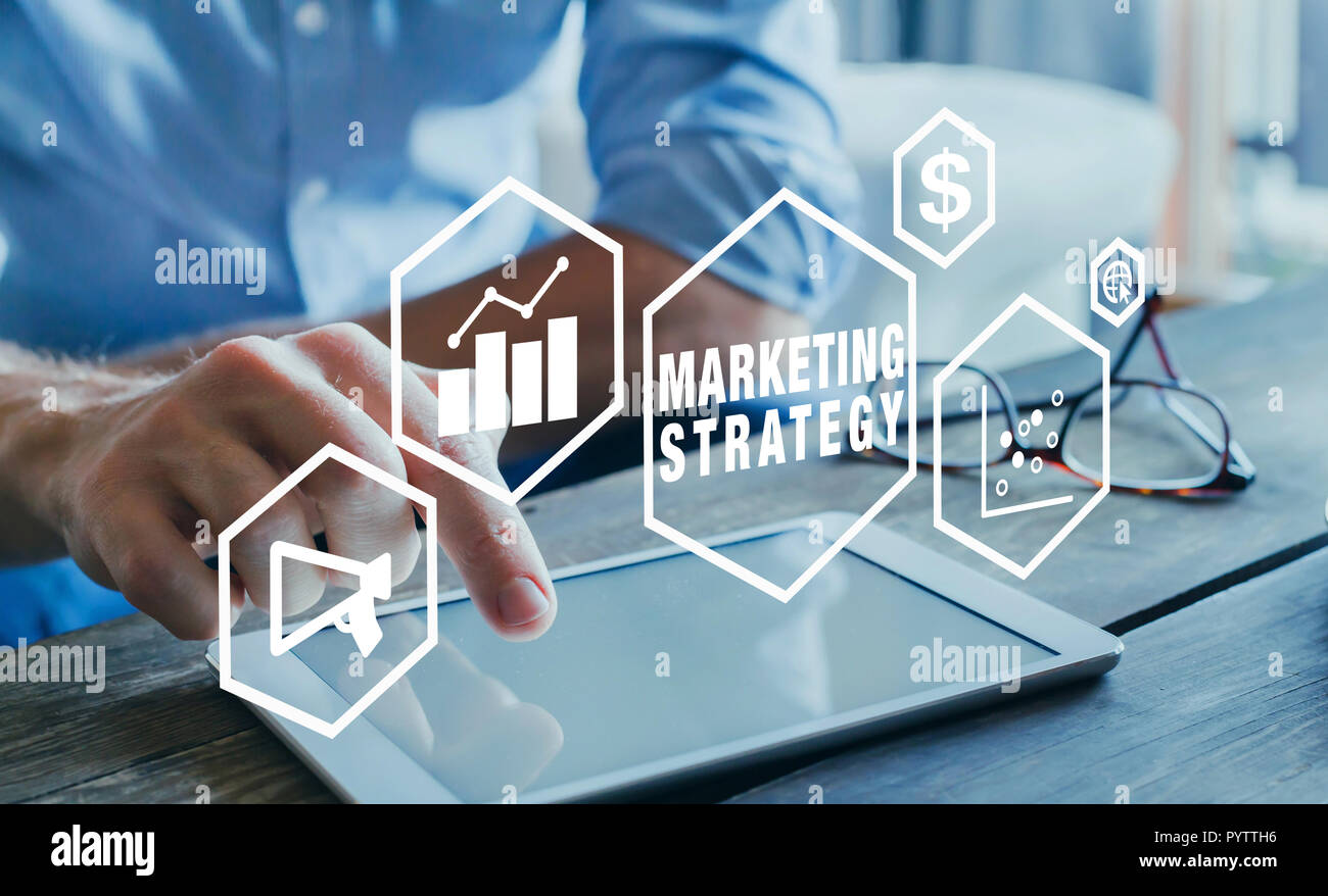 Marketing strategy concept diagram with icons Stock Photo - Alamy