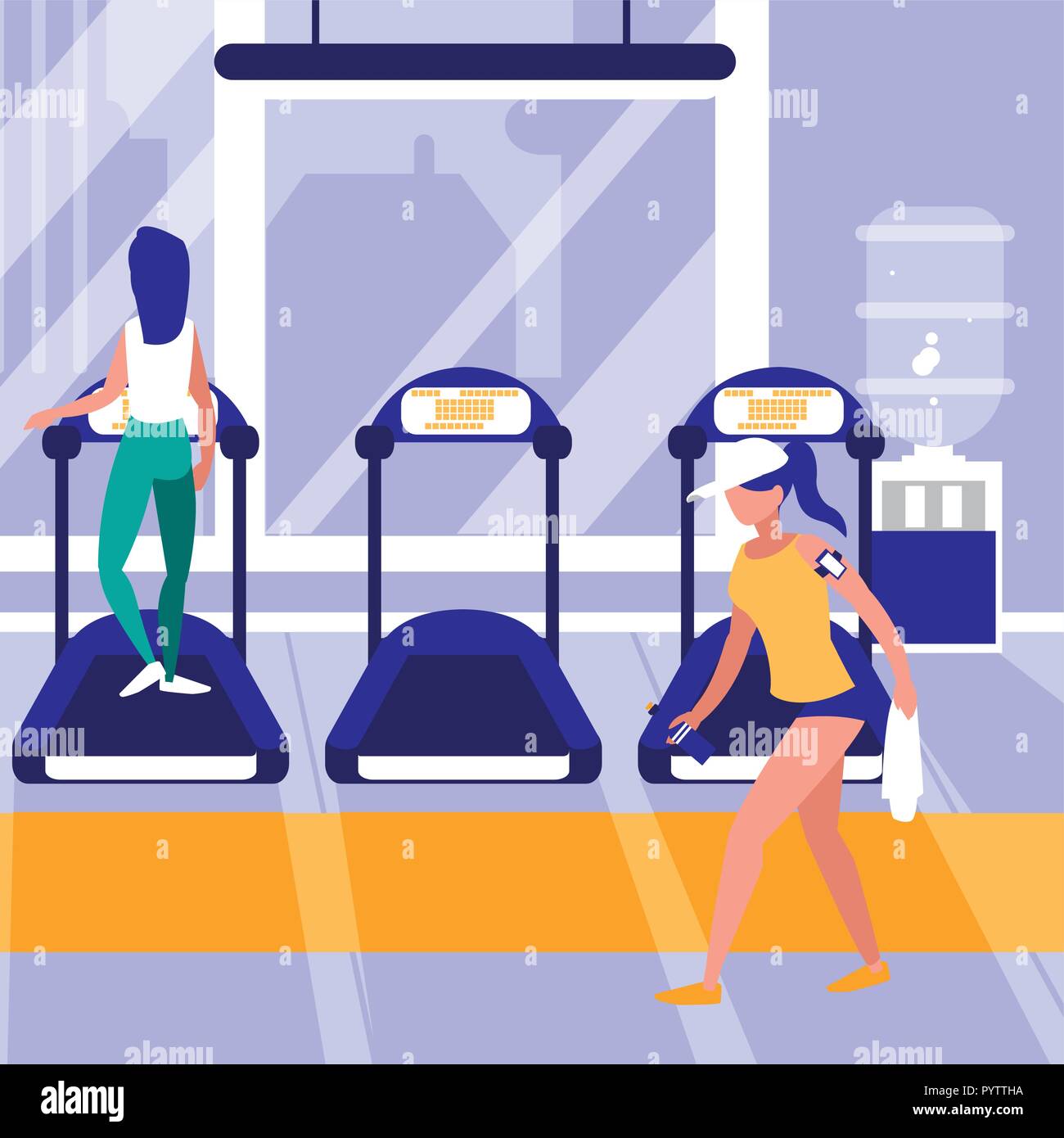 Woman walking on treadmill in Stock Vector Images - Alamy
