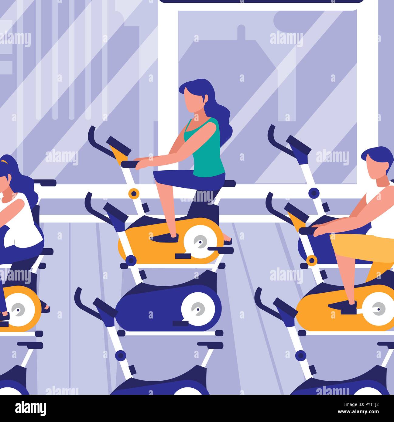 Group spinning class Stock Vector Images - Alamy