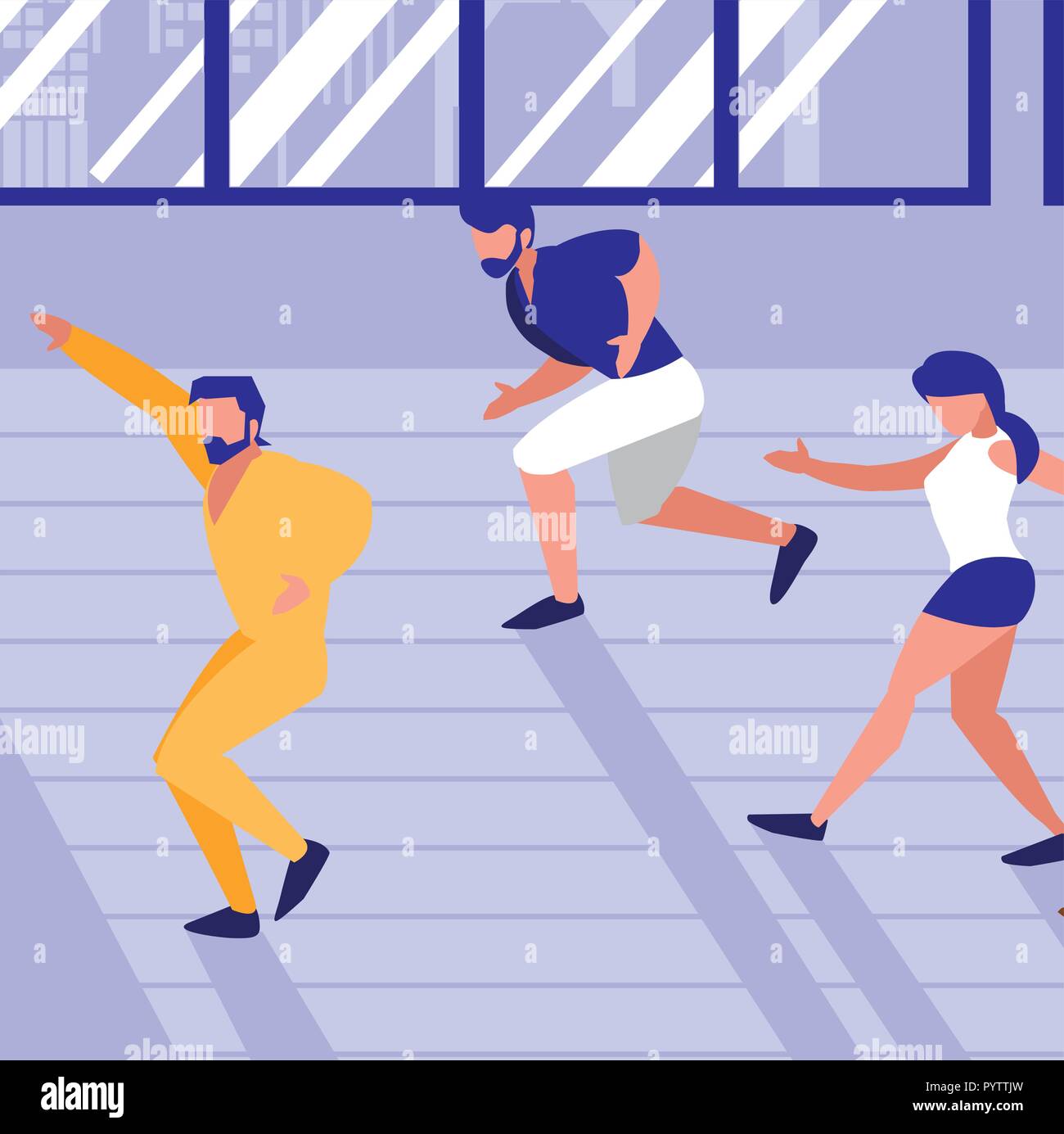 avatar people dancing in the gym, colorful design. vector illustration ...