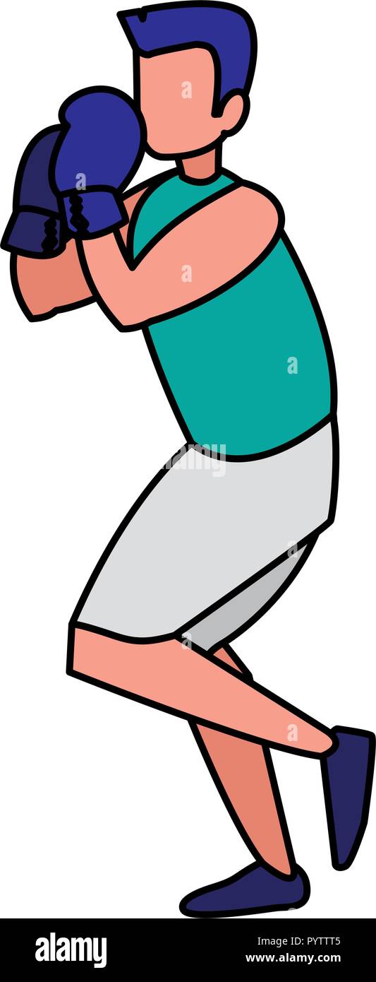 avatar man with boxing gloves over white background, vector ...