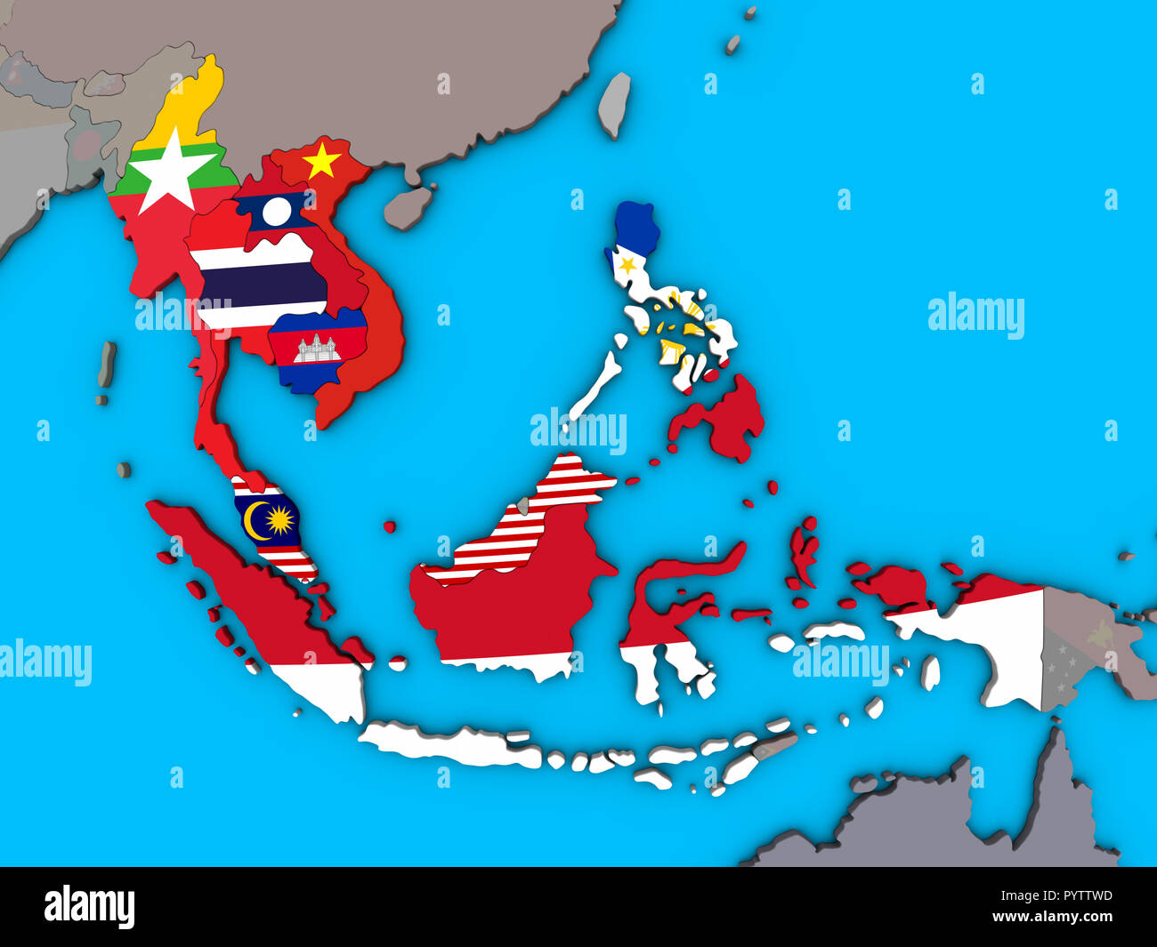 Asian member countries flags hi-res stock photography and images - Alamy