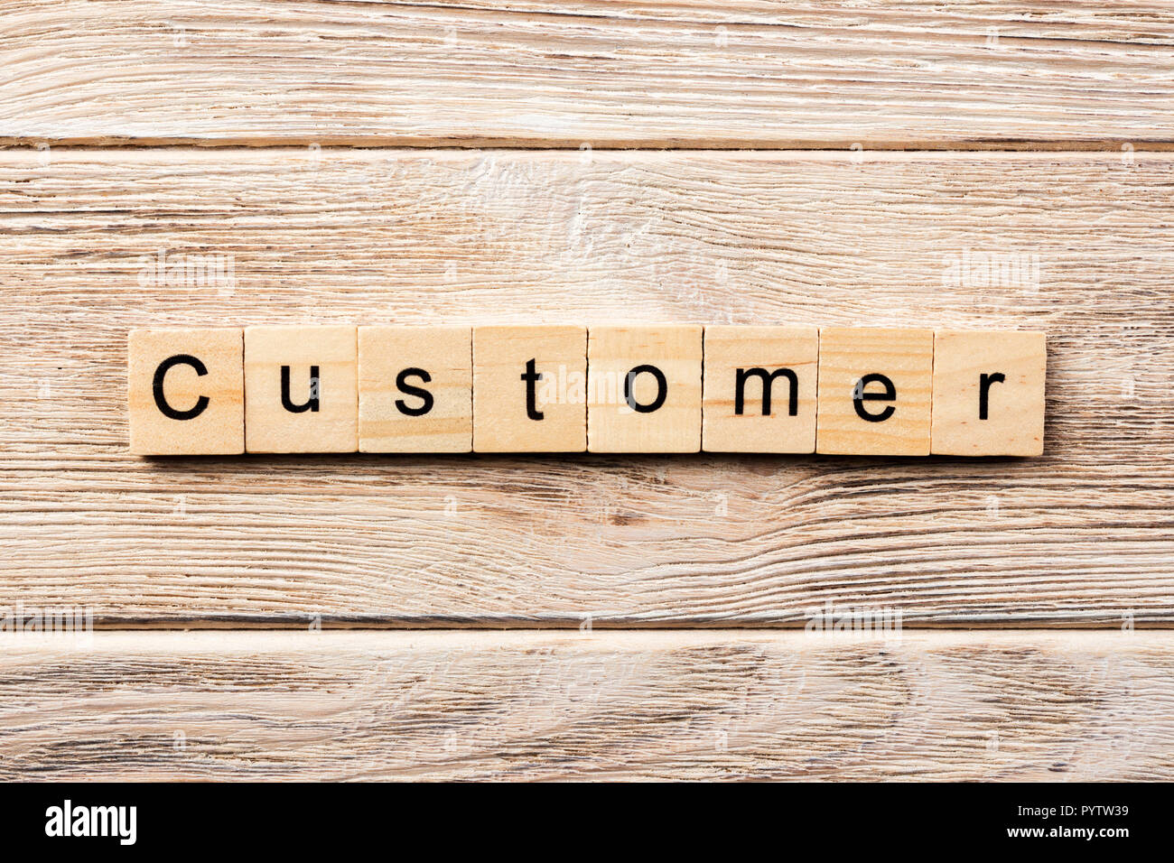 customer word written on wood block. customer text on table, concept ...