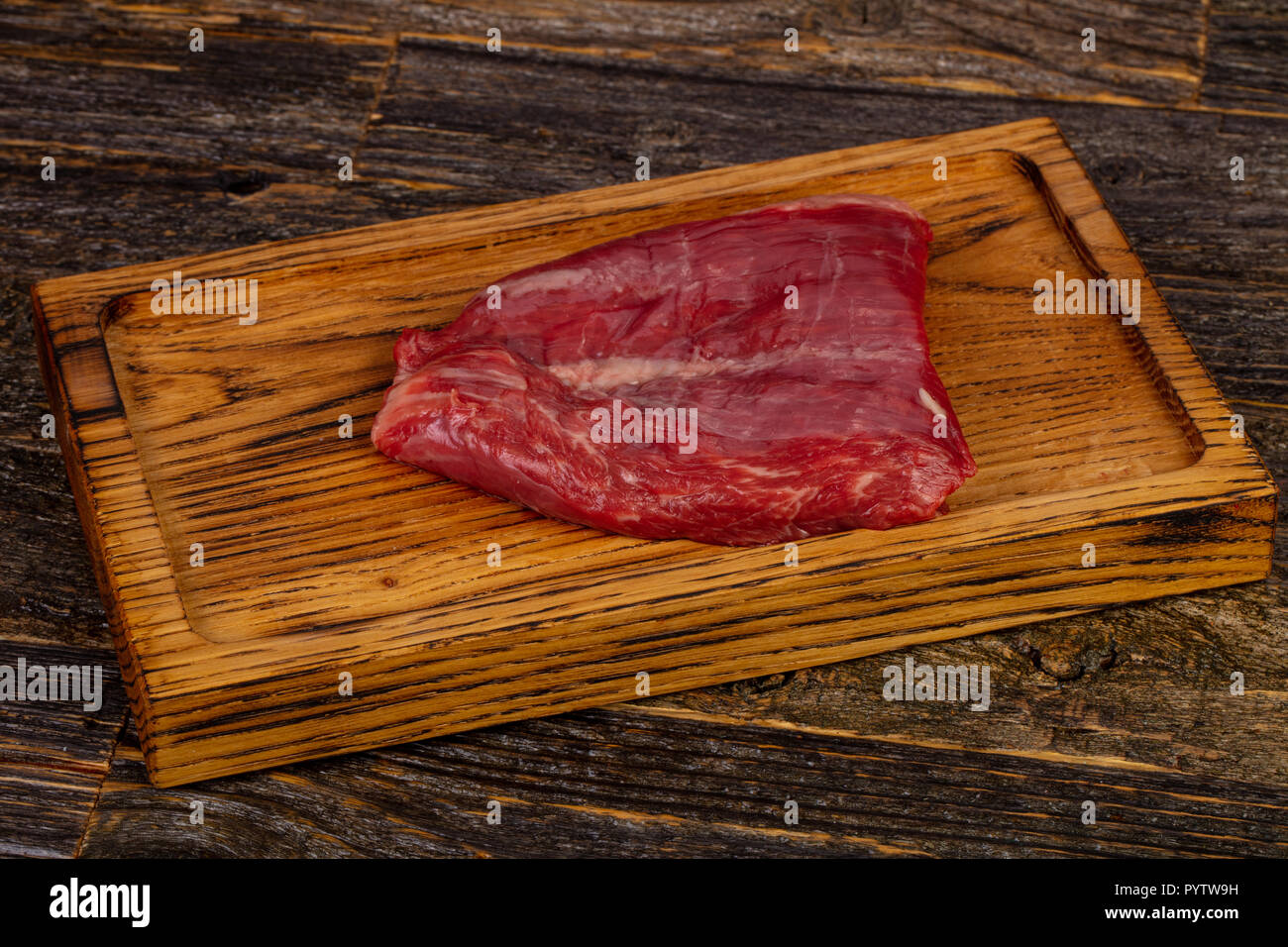 Raw beef Flank steak Black Angus Stock Photo - Alamy