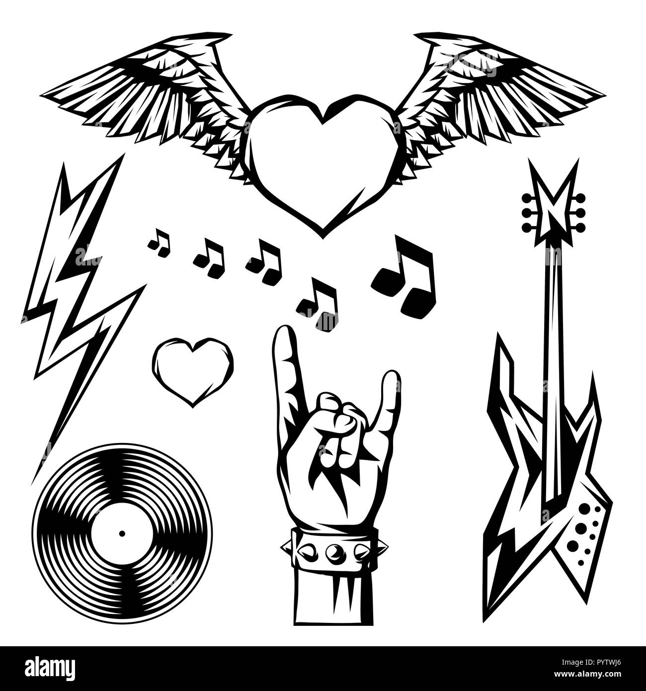 Rock and roll music objects Stock Vector Image & Art - Alamy