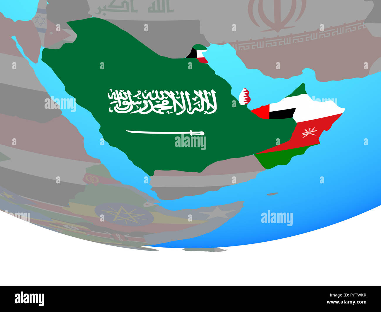 Map of gulf cooperation council hi-res stock photography and images - Alamy