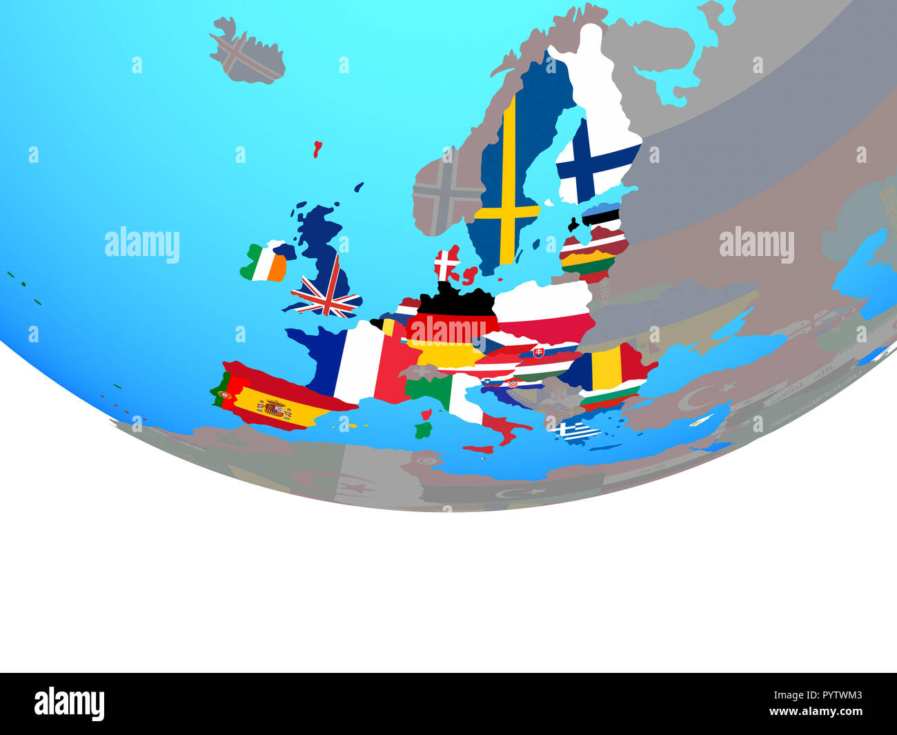 Eu political map flags member states hi-res stock photography and ...