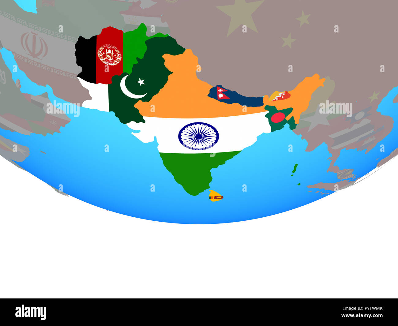 Asian member countries flags hi-res stock photography and images - Alamy