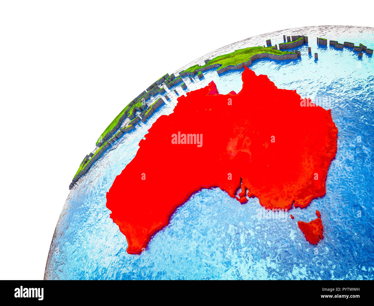 Australia on 3D Earth model with visible country borders. 3D ...
