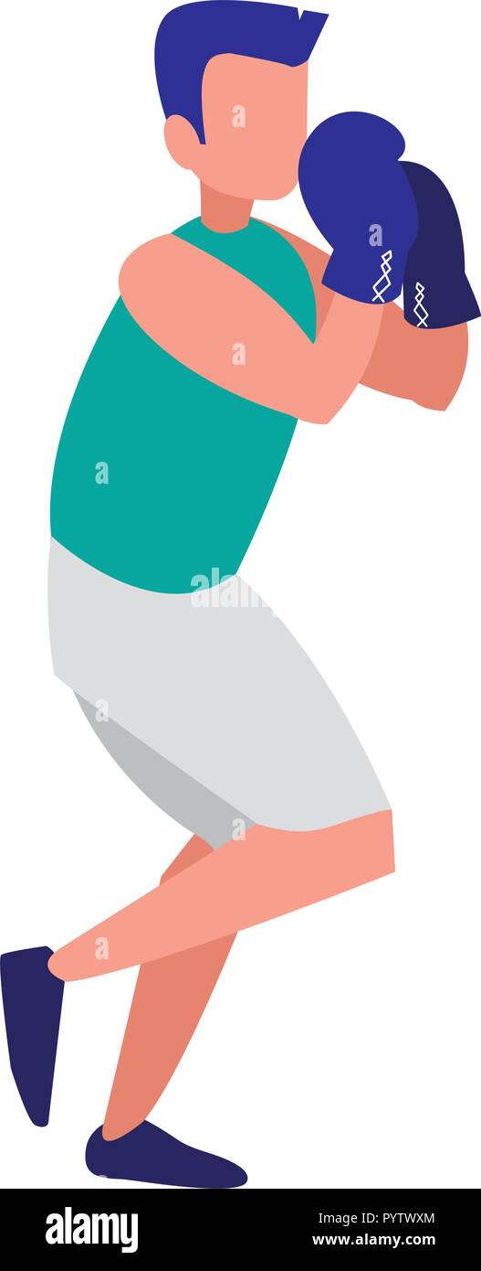 avatar man with boxing gloves over white background, vector ...