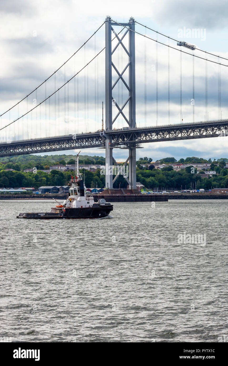 The Tugboat Cramond Approaching the Old Road Bridge at Queensferry in ...