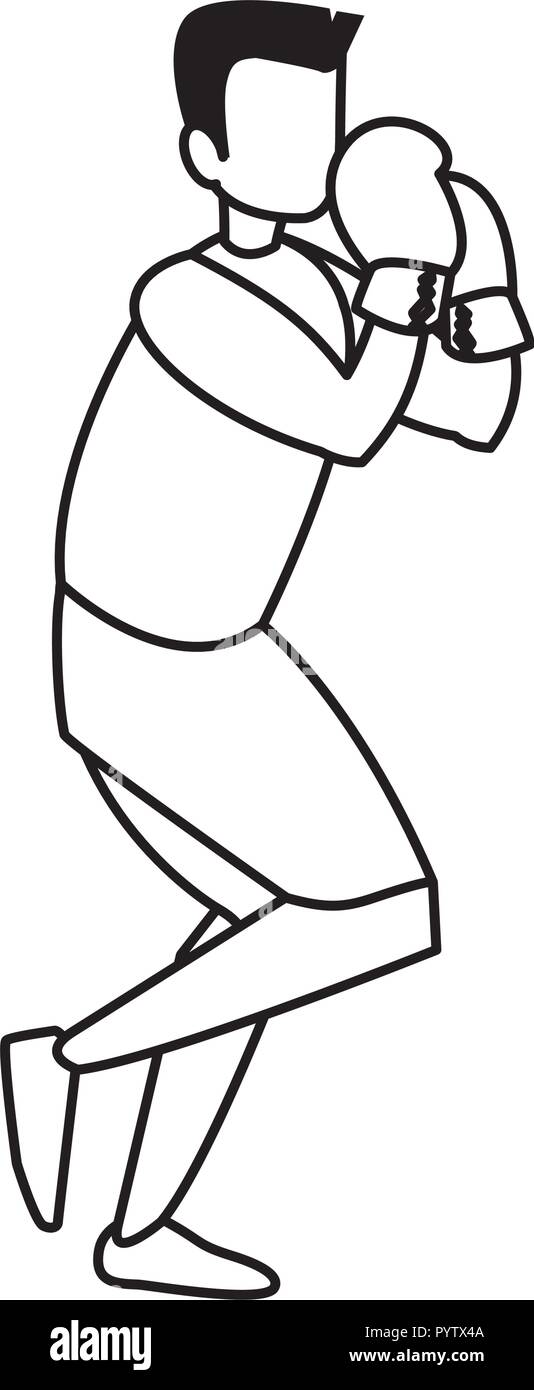 avatar man with boxing gloves over white background, vector ...