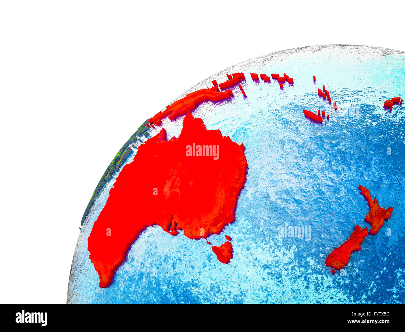 Australia on 3D Earth model with visible country borders. 3D ...