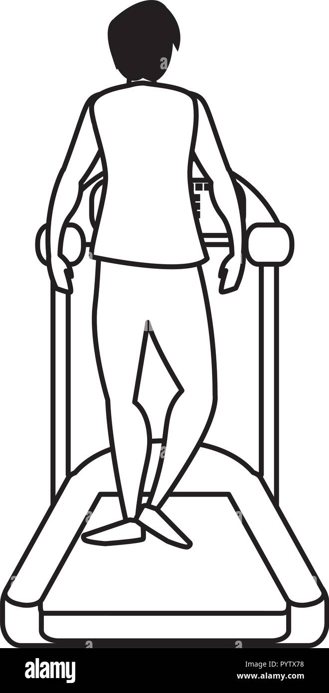 man on treadmill machine over white background, vector illustration ...