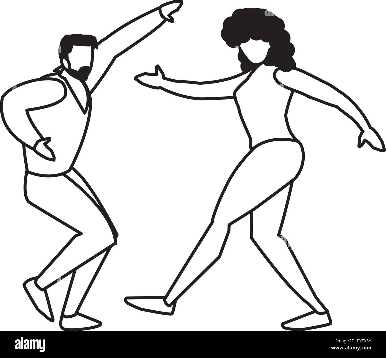 avatar couple dancing over white background, vector illustration Stock ...