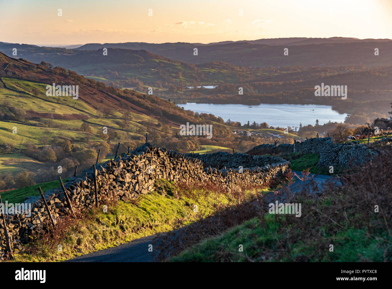 Lake district North West England. Autumn. Lake Windermere from the ...