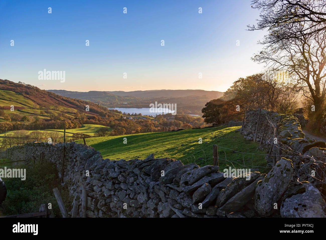Lake district North West England. Autumn. Lake Windermere from the ...