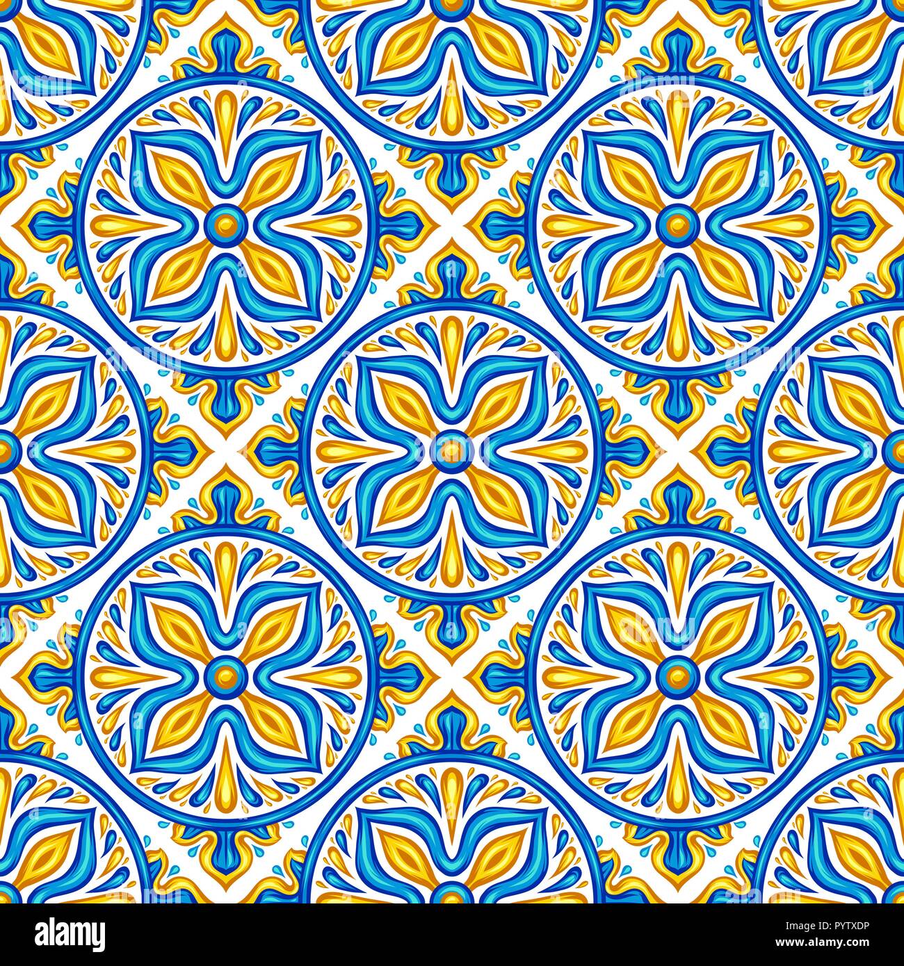 Moroccan ceramic tile seamless pattern. Ethnic floral motifs ...