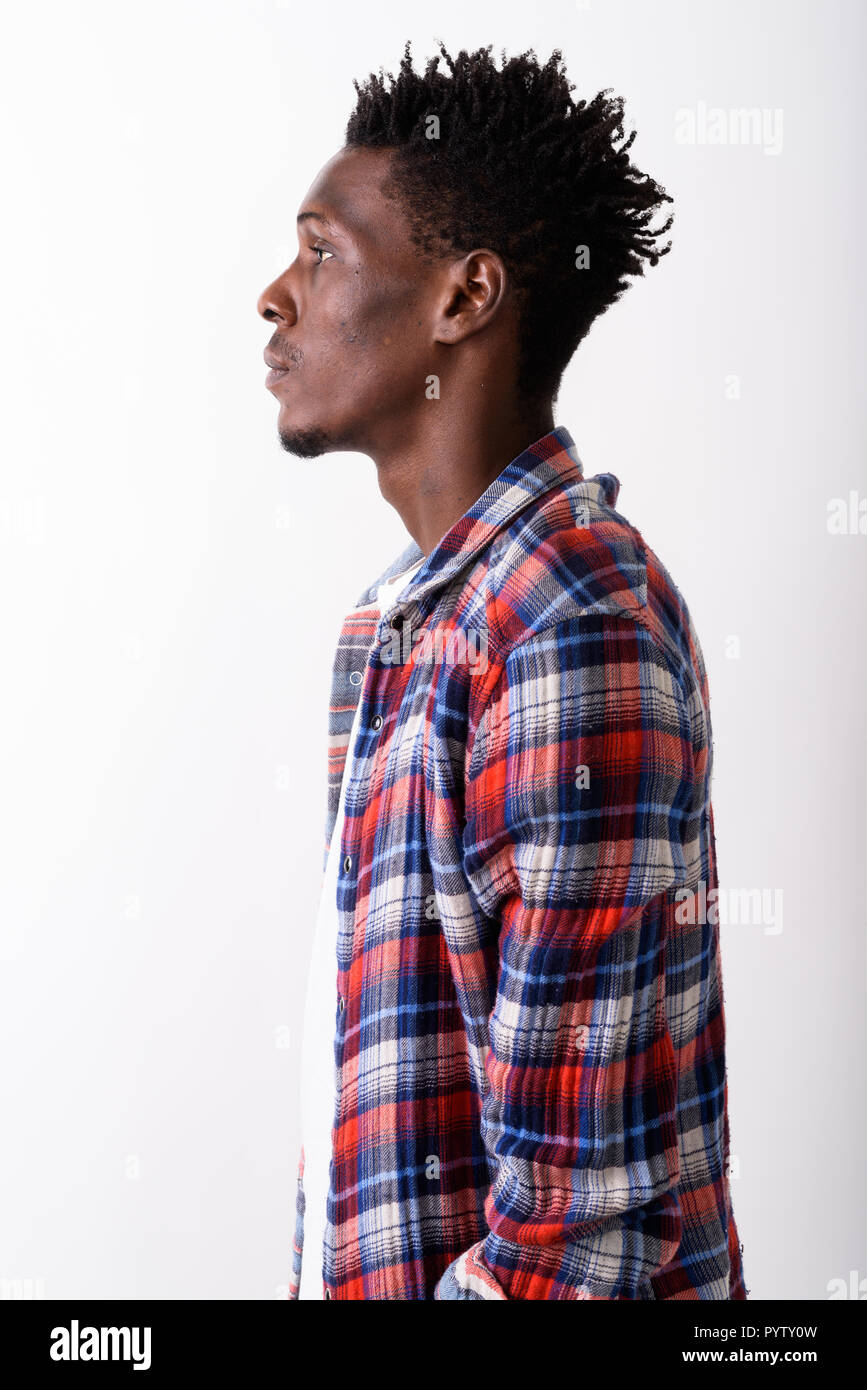 Profile view portrait of young black African man Stock Photo - Alamy