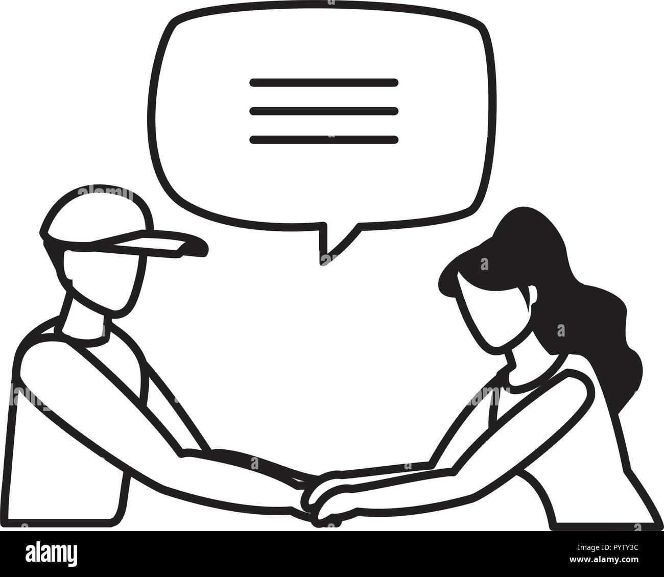 avatar couple having a conversation over white background, vector ...