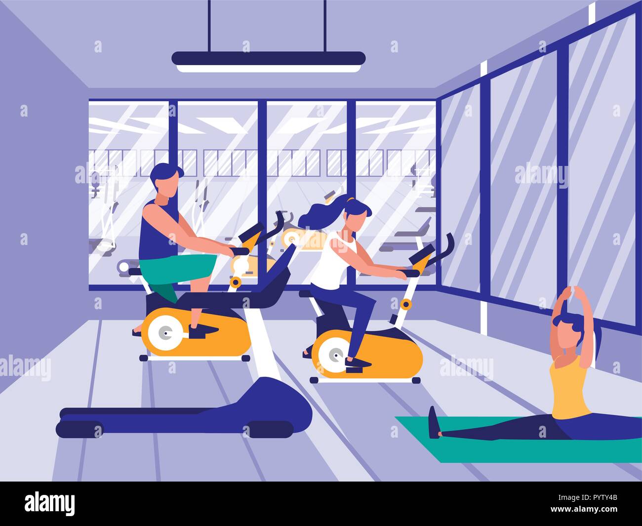 people in gym practicing sports vector illustration design Stock Vector ...