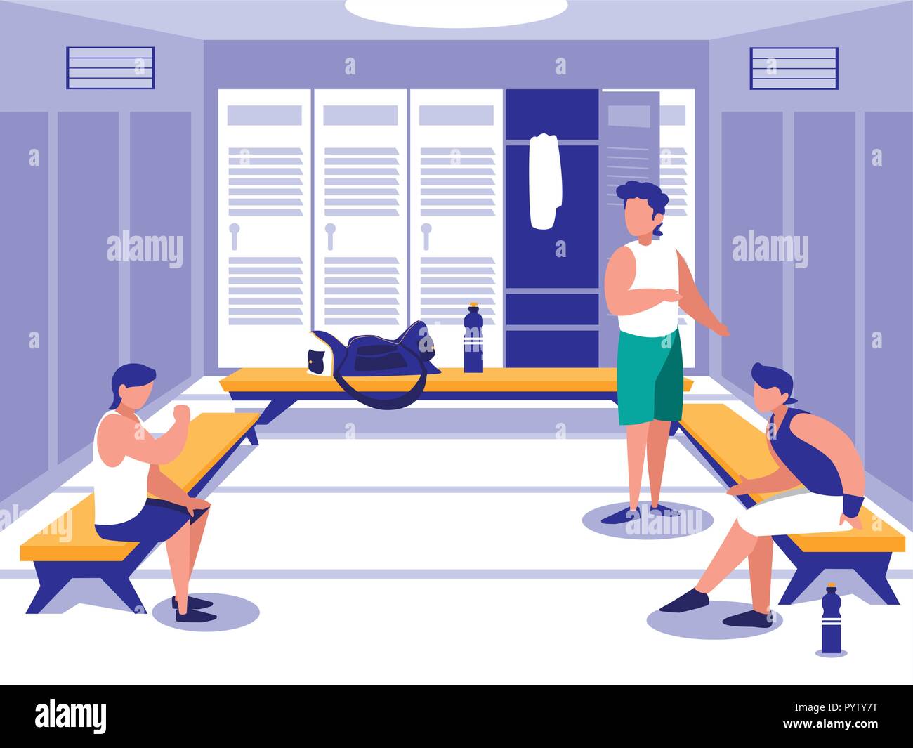men in place with locker of sport gym vector illustration design Stock ...
