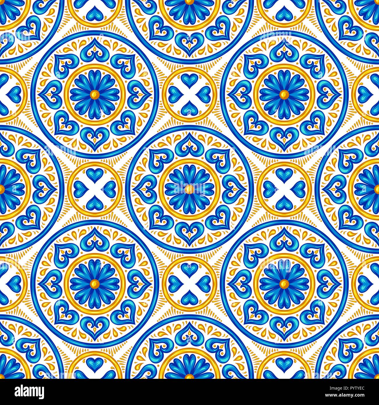 Moroccan ceramic tile seamless pattern. Ethnic floral motifs. Mediterranean traditional folk ...