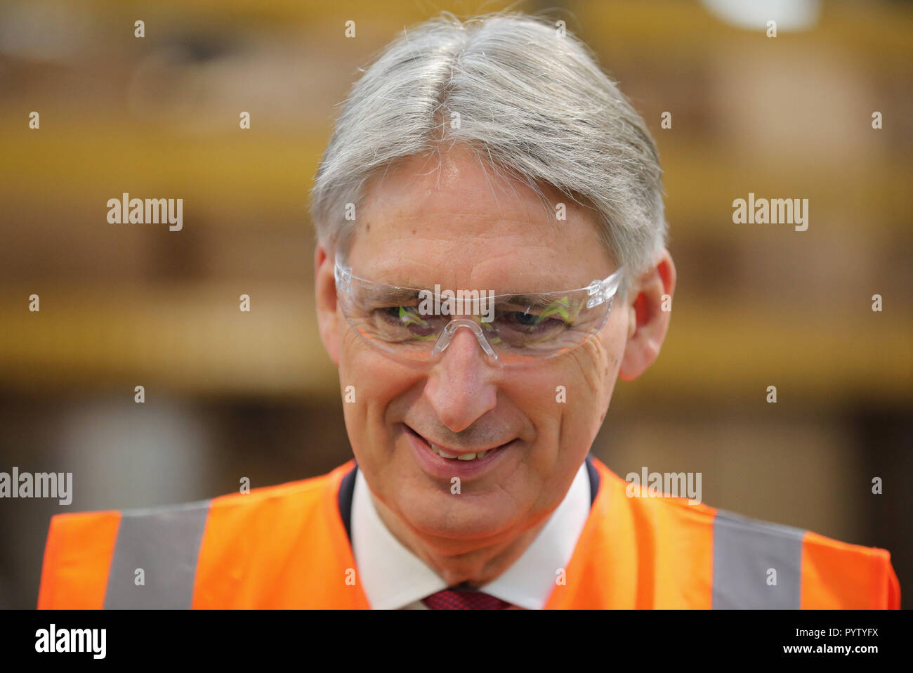 Chancellor Philip Hammond during a visit to the Eminox factory in ...