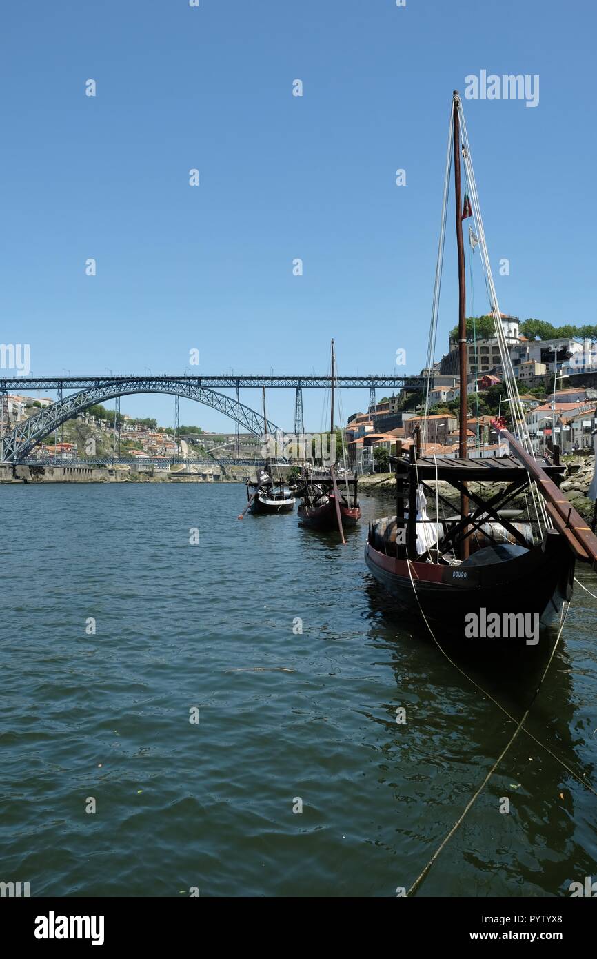 High Level Bridge, Oporto Portugal EU. Foot bridge and Rail bridge and ...