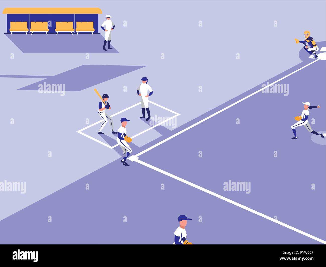 baseball sport stadium scene vector illustration design Stock Vector ...
