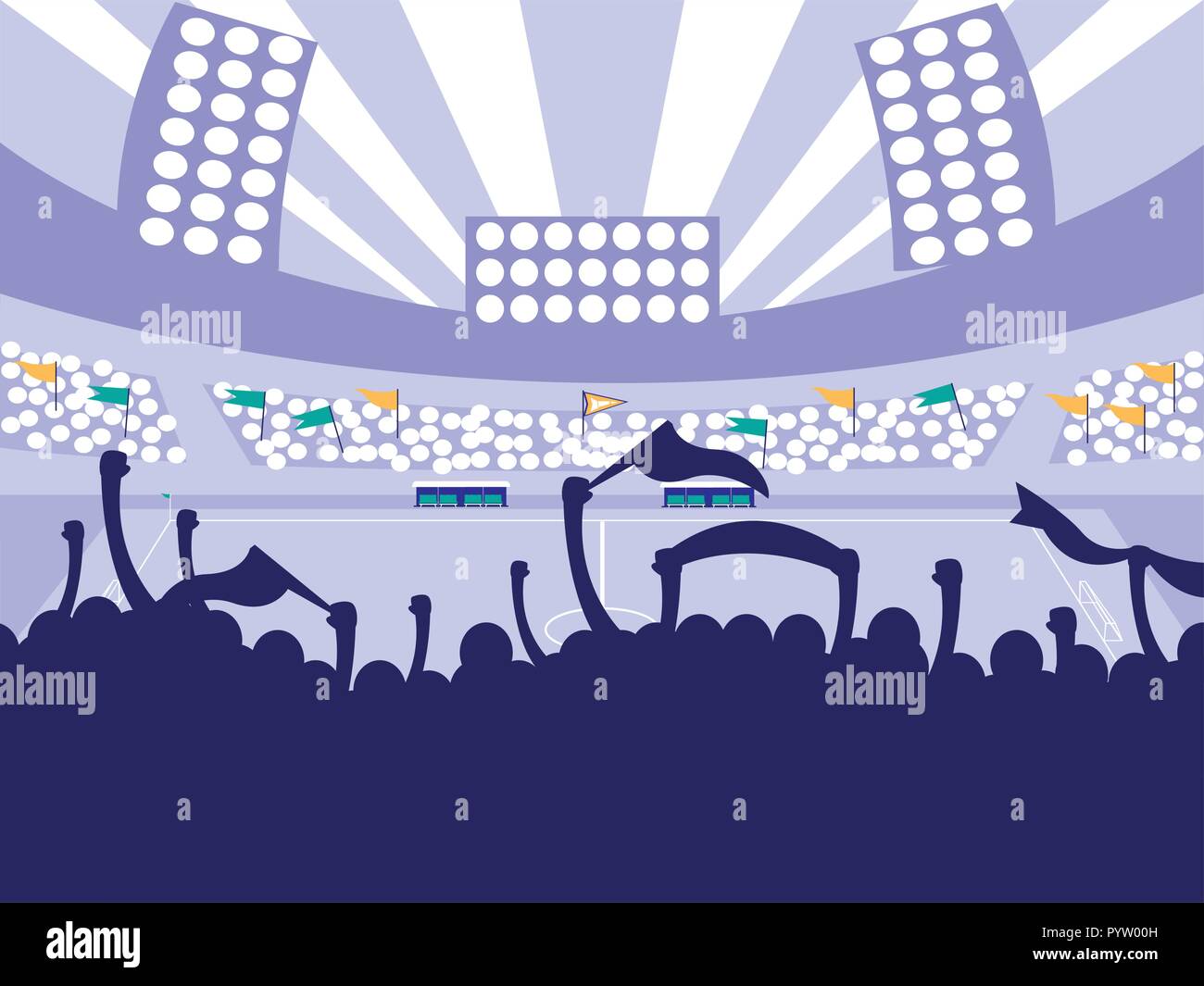 football soccer stadium scene vector illustration design Stock Vector ...
