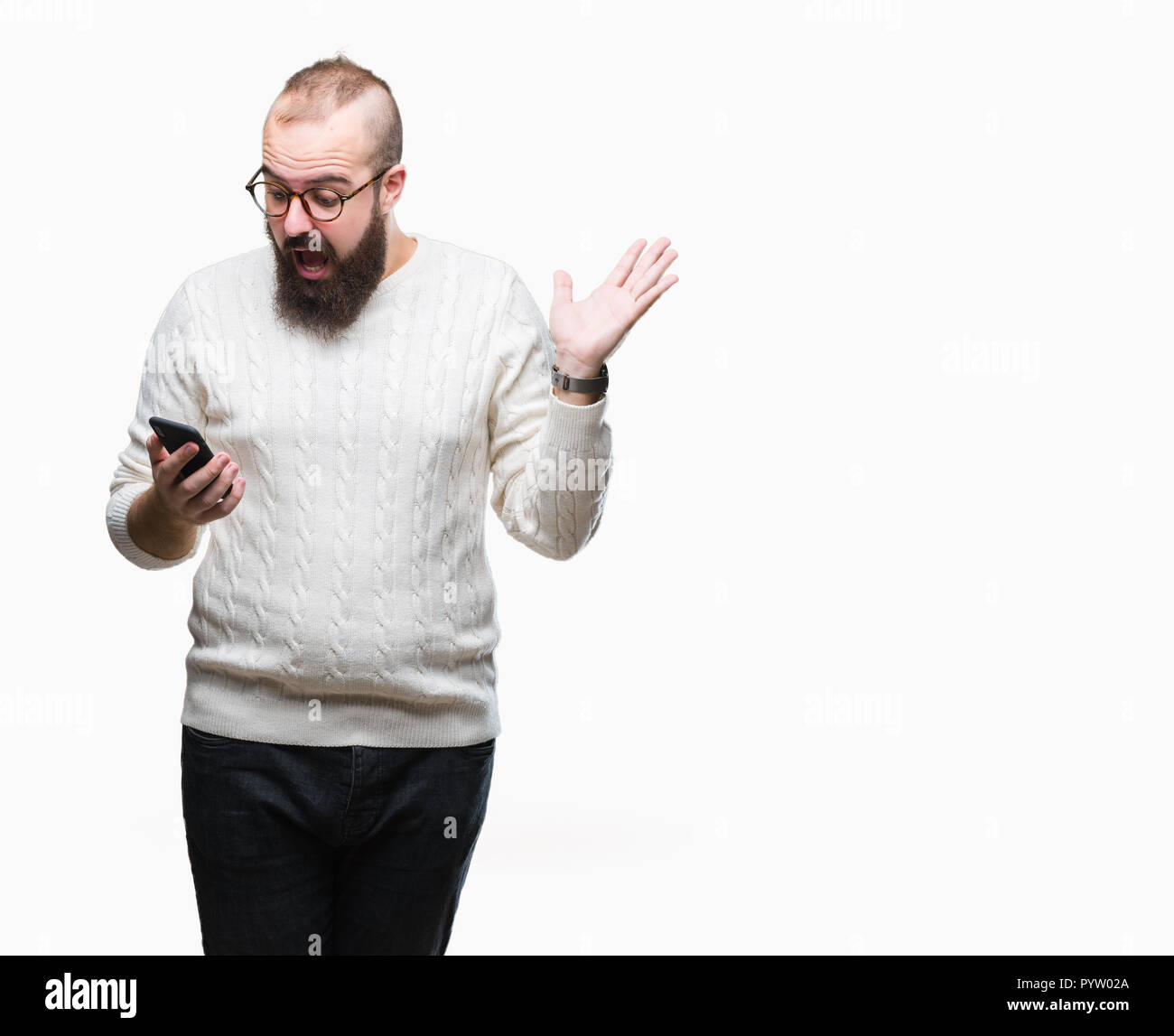 Man and texting hands Cut Out Stock Images & Pictures - Alamy