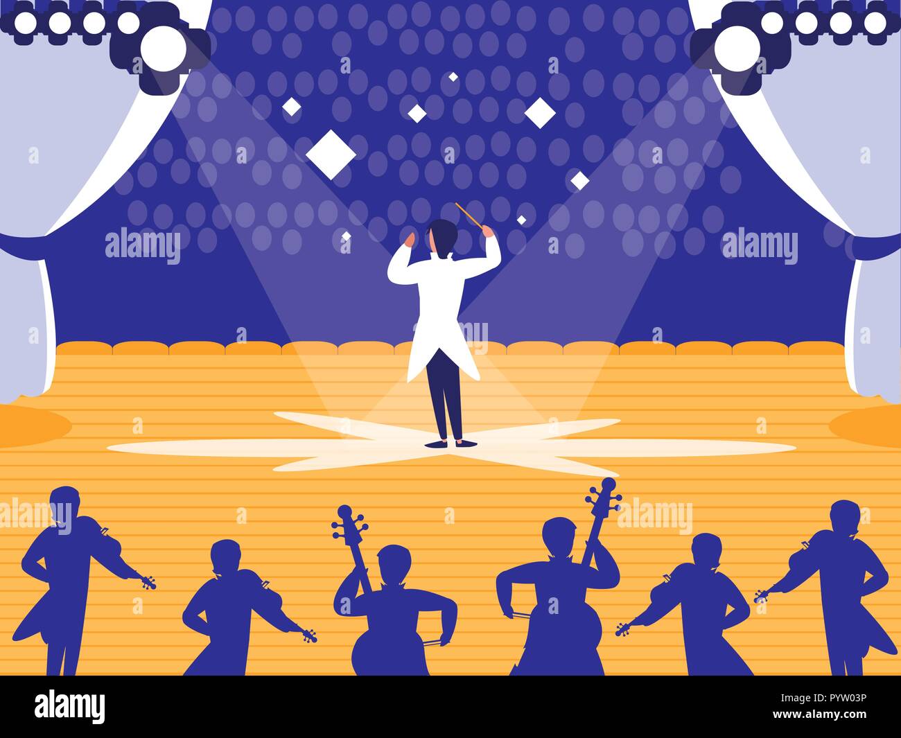 stage with musical show vector illustration design Stock Vector Image ...