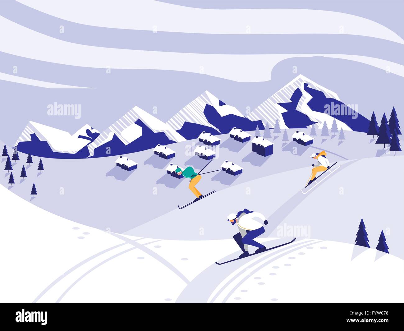 ski camp snowscape scene vector illustration design Stock Vector Image ...